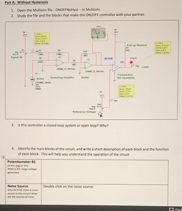 Solved Part A: Without Hysteresis 1. Open the Multisim file | Chegg.com