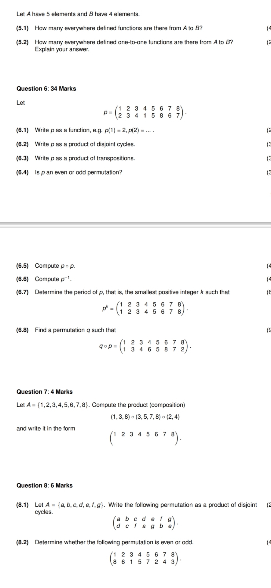Solved Let A have 5 ﻿elements and B ﻿have 4 ﻿elements.(5.1) | Chegg.com