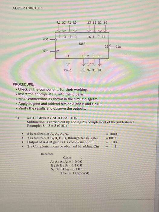 EXPERIMENT: 4 ADDERS AND SUBTRACTORS DESIGN AIM: To | Chegg.com
