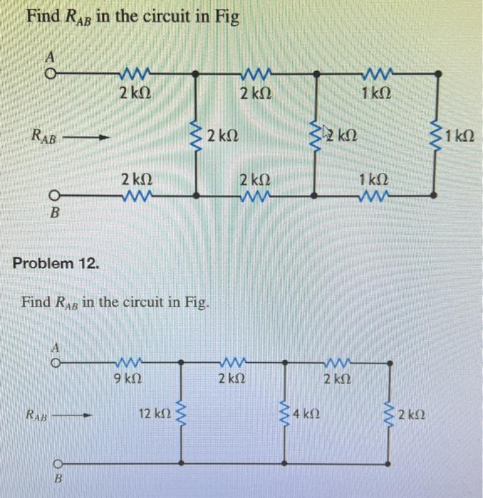 Solved Find RAB in the circuit in Fig Problem 12. Find RAB | Chegg.com