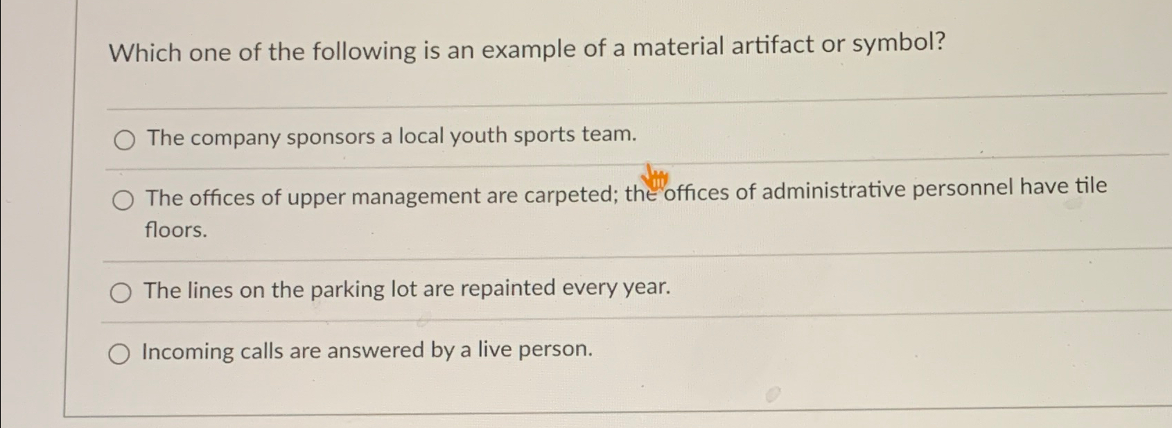 Solved Which one of the following is an example of a | Chegg.com