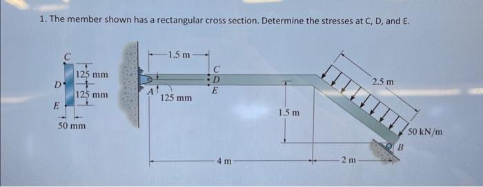 Solved 1. The member shown has a rectangular cross section. | Chegg.com