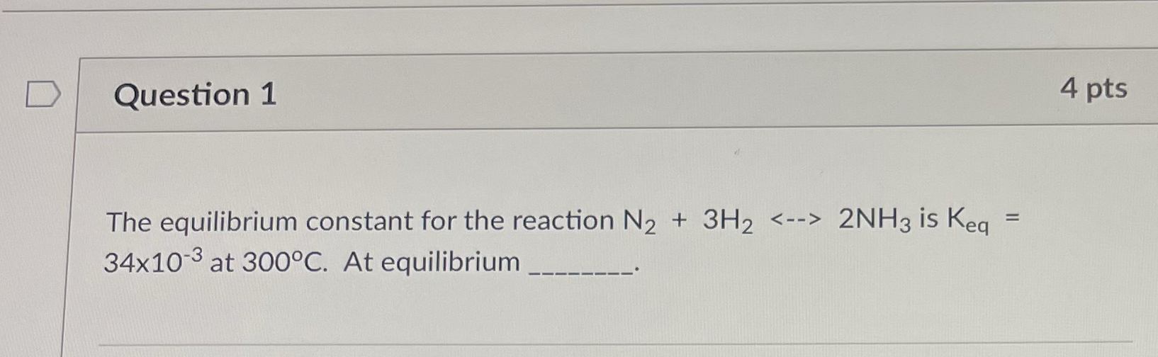 Solved Question 14 ﻿ptsThe equilibrium constant for the | Chegg.com