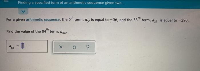 Solved Finding a specified term of an arithmetic sequence | Chegg.com