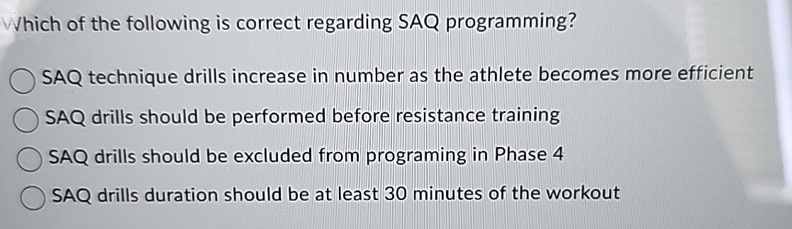 Solved Which of the following is correct regarding SAQ | Chegg.com
