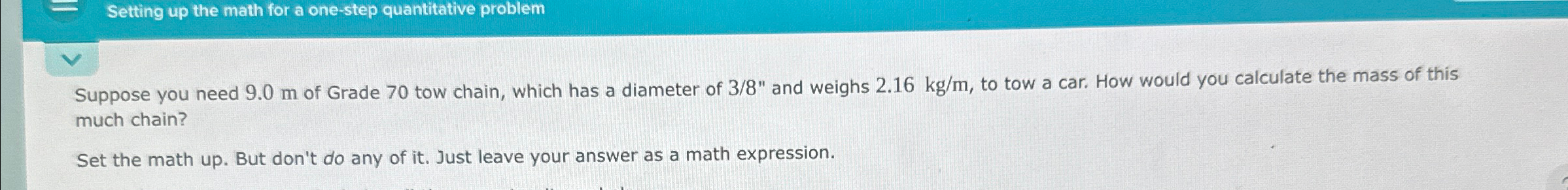 Solved Setting up the math for a one-step quantitative | Chegg.com
