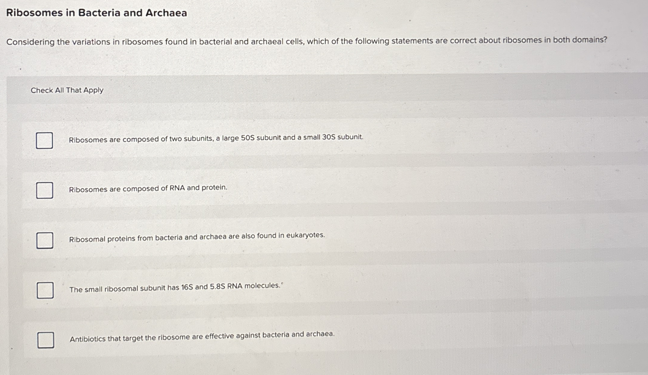 Ribosomes in Bacteria and ArchaeaConsidering the | Chegg.com