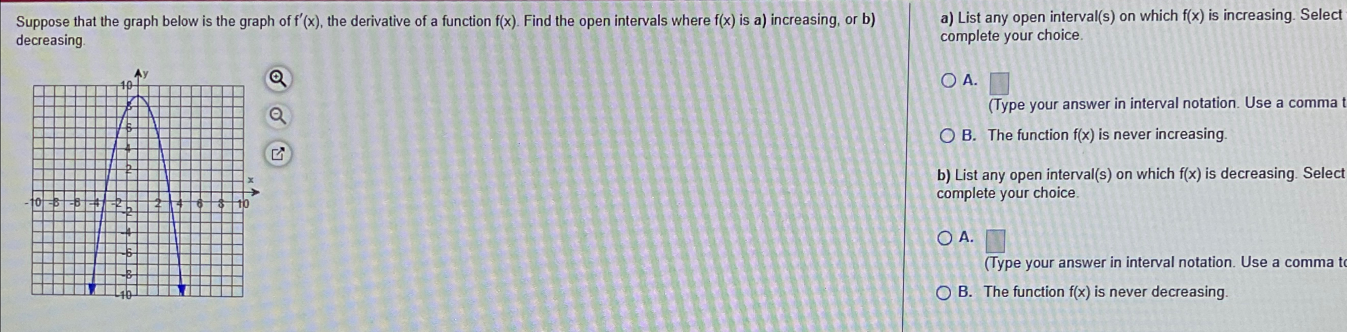 Solved Suppose that the graph below is the graph of f'(x), | Chegg.com
