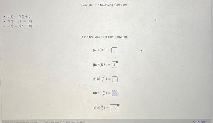 Consider the following functions: | Chegg.com