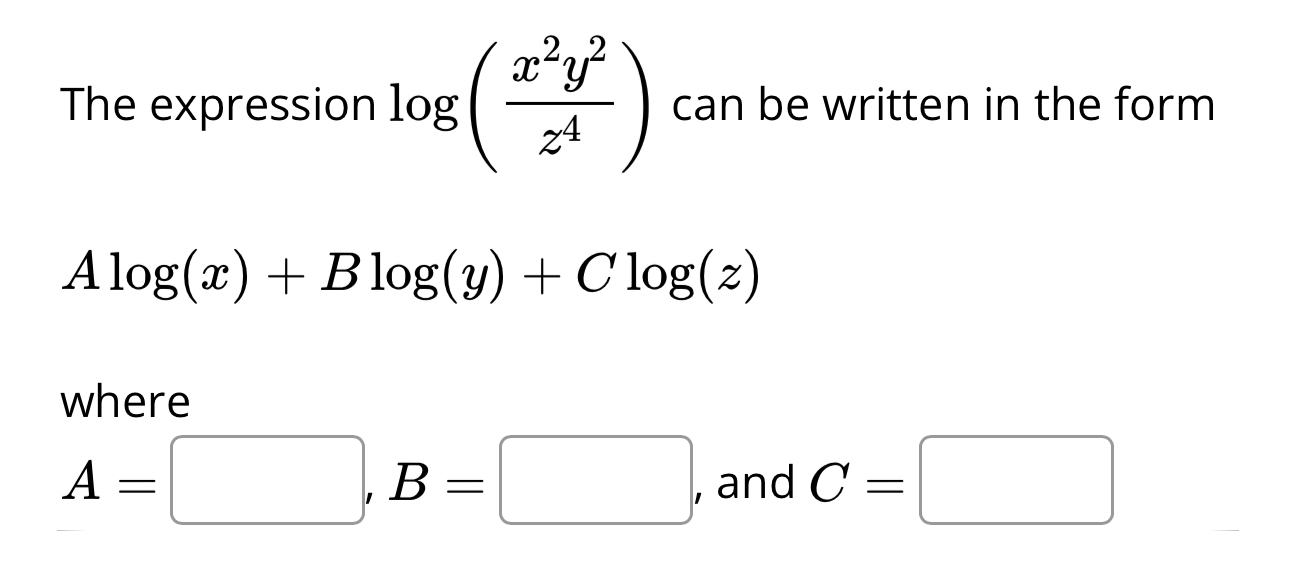 Solved Q10: The expression log(x2y2z4) ﻿can be written in | Chegg.com