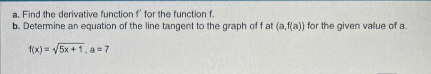 Solved a. ﻿Find the derivative function f' ﻿for the function | Chegg.com