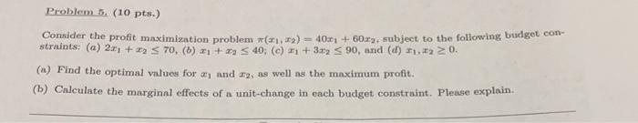 Solved Consider the profit maximization problem | Chegg.com