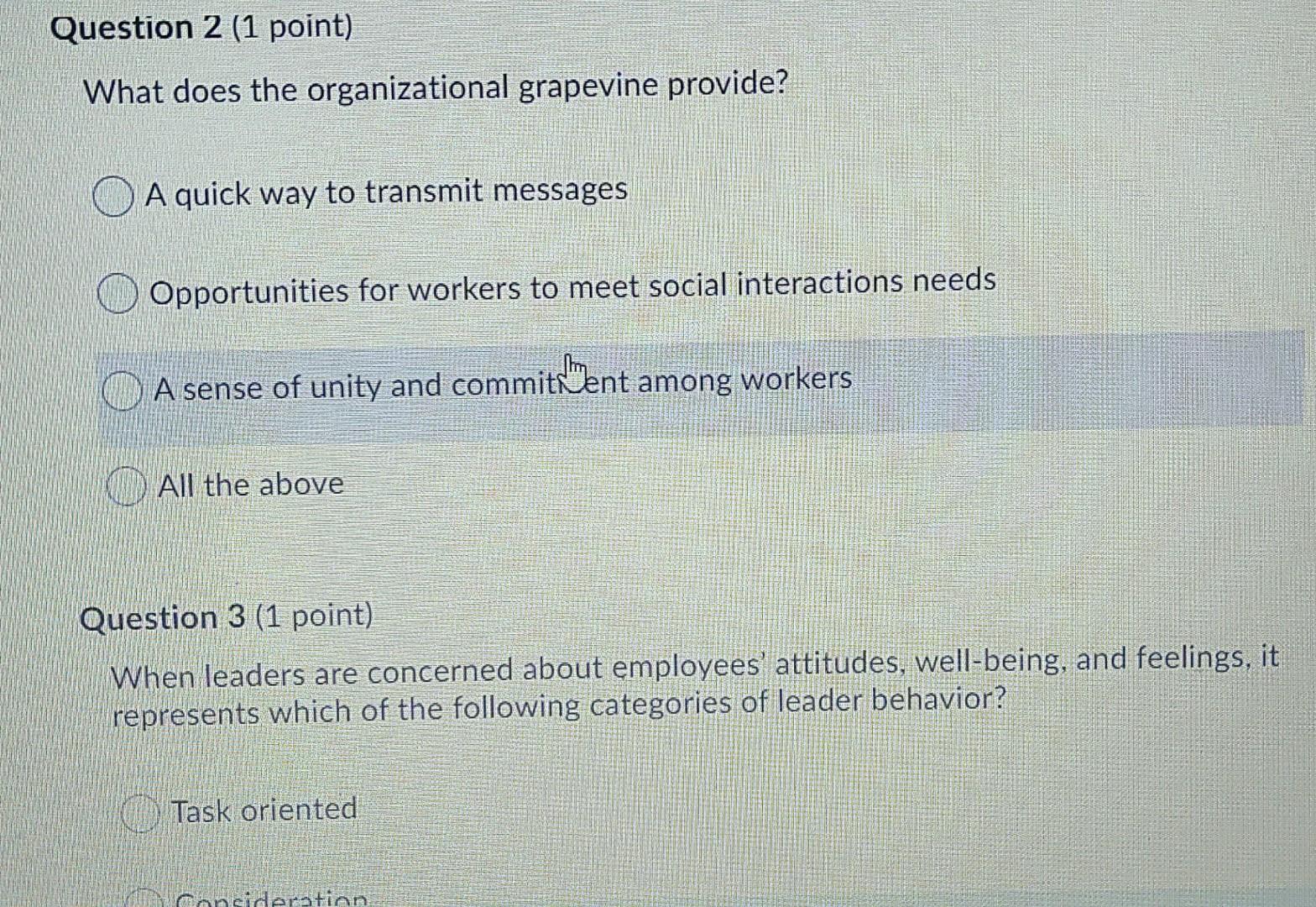 Solved Question 2 (1 point) What does the organizational | Chegg.com