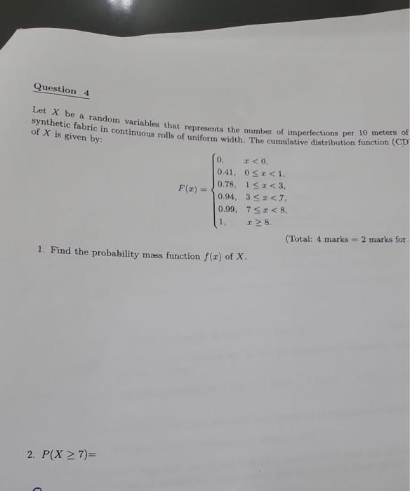 Solved Let X be a random variables that represents the | Chegg.com
