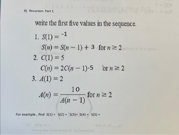 write the first five values in the sequence. 1. | Chegg.com