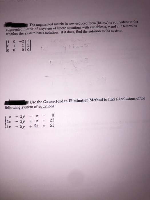 Solved The augmented matrix in row-reduced form (below) is | Chegg.com