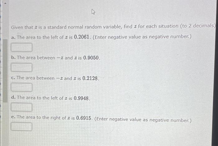 Solved given that z is a standard normal random variable, | Chegg.com