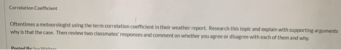 Solved Correlation Coefficient Oftentimes a meteorologist | Chegg.com