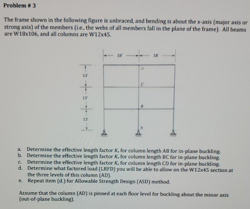 Solved Problem # 3 The frame shown in the following figure | Chegg.com