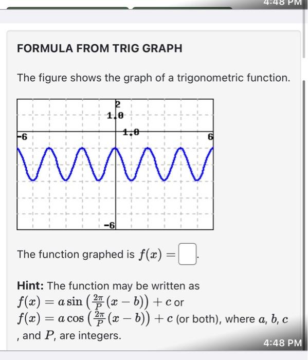 Solved The figure shows the graph of a trigonometric | Chegg.com