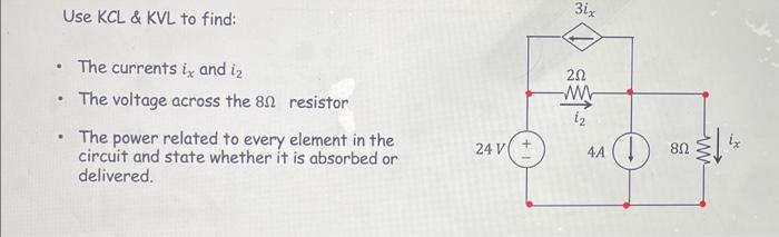 Solved Use KCL \& KVL to find: - The currents ix and i2 - | Chegg.com