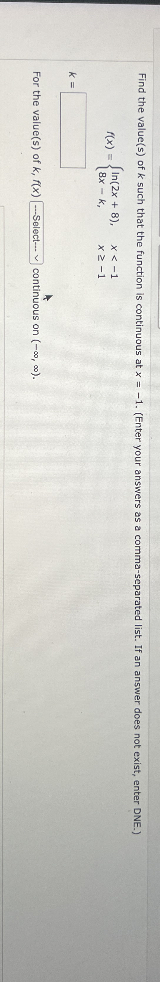 Solved Find the value(s) ﻿of k ﻿such that the function f(x) | Chegg.com