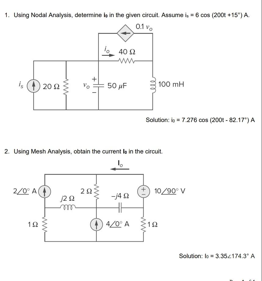 Solved 1. Using Nodal Analysis, determine i io in the given | Chegg.com