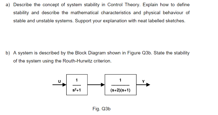 Solved a) ﻿Describe the concept of system stability in | Chegg.com
