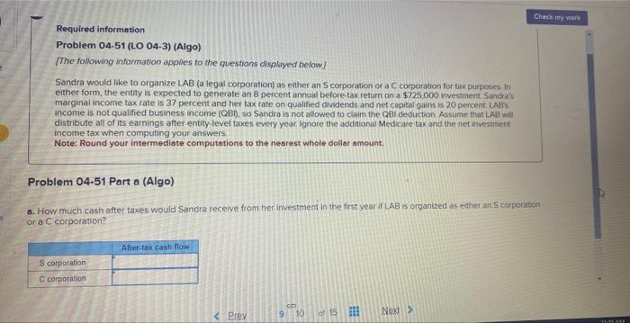 Solved Required information Problem 04-51 (LO 04-3) (Algo) | Chegg.com