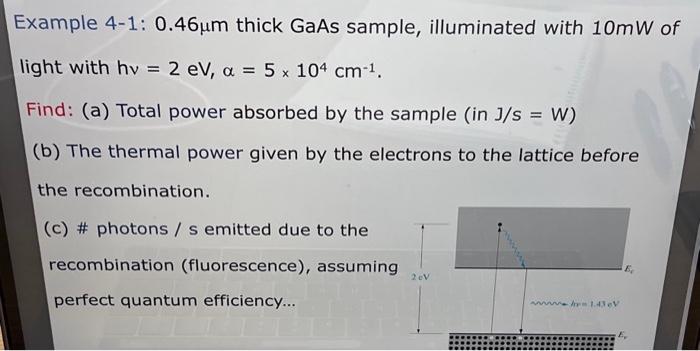 Solved Example 4-1: 0.46 μm thick GaAs sample, illuminated | Chegg.com