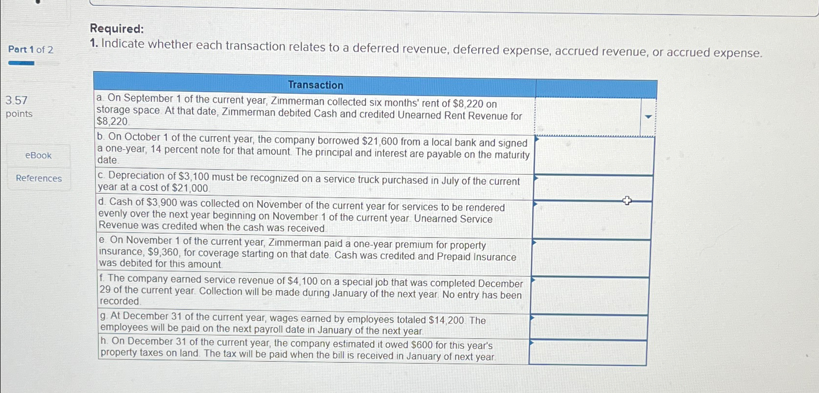 Solved Required:Part 1 ﻿of 2Indicate whether each | Chegg.com