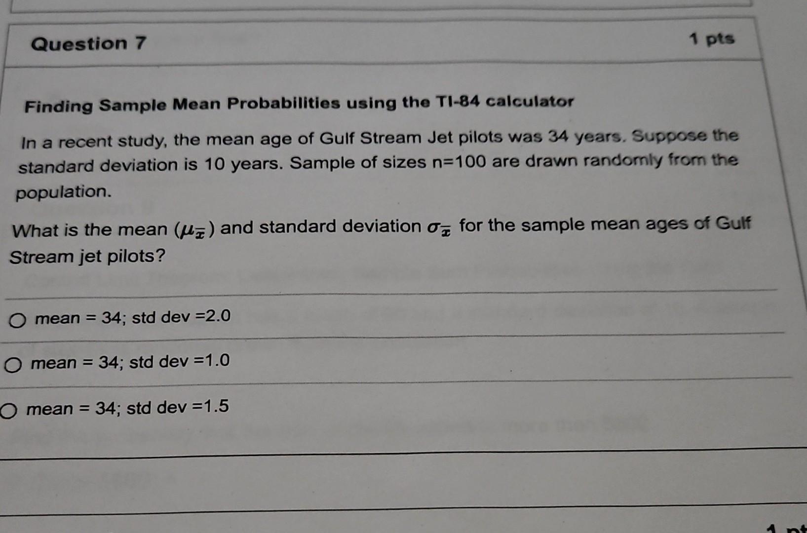 Solved Finding Sample Mean Probabilities using the TI−84 | Chegg.com