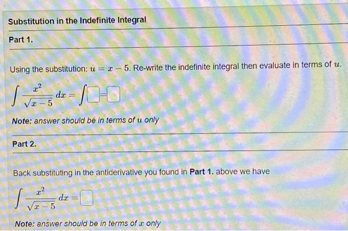 Solved Using the substitution: u=x−5. Re-write the | Chegg.com