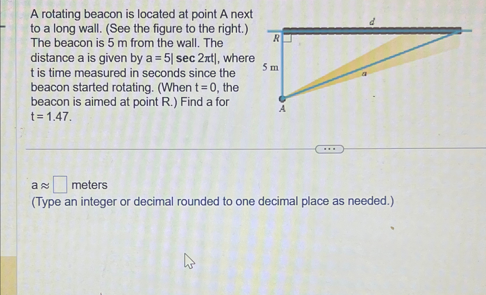 Solved A rotating beacon is located at point A next to a | Chegg.com