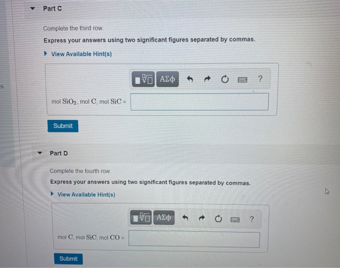 Solved Consider the balanced equation SiO2 (s) + 3C(s) + | Chegg.com