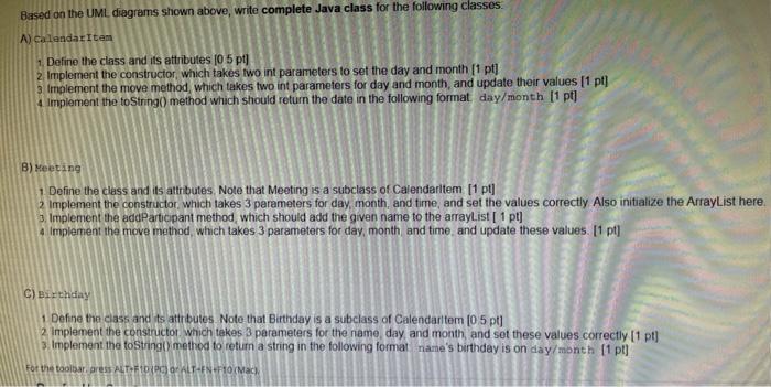 Solved based on the uml write complete java class for the | Chegg.com