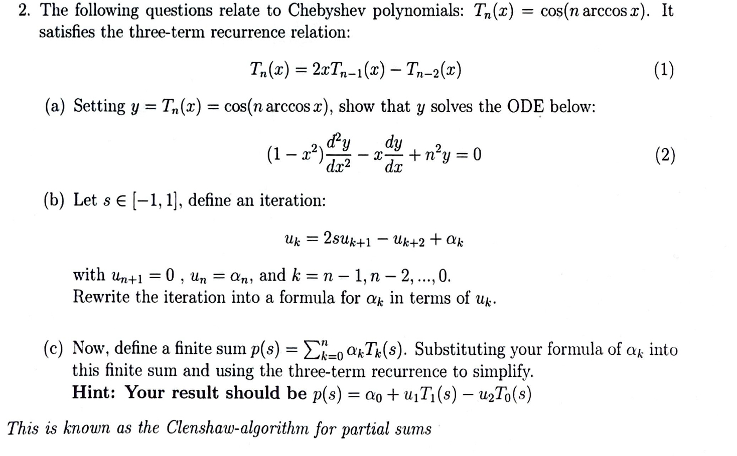Solved The following questions relate to Chebyshev | Chegg.com