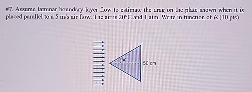 Solved #7. ﻿Assume laminar boundary-layer flow to estimate | Chegg.com
