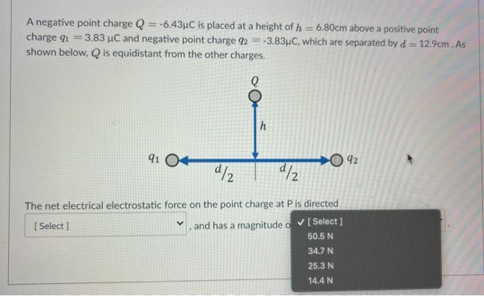 Solved A negative point charge Q = -6.43C is placed at a | Chegg.com
