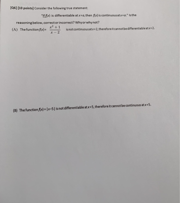 Solved [06] [10 points] Consider the following true | Chegg.com