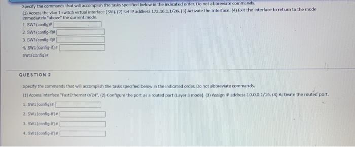 Solved Specify the commands that will accomplish the tasks | Chegg.com