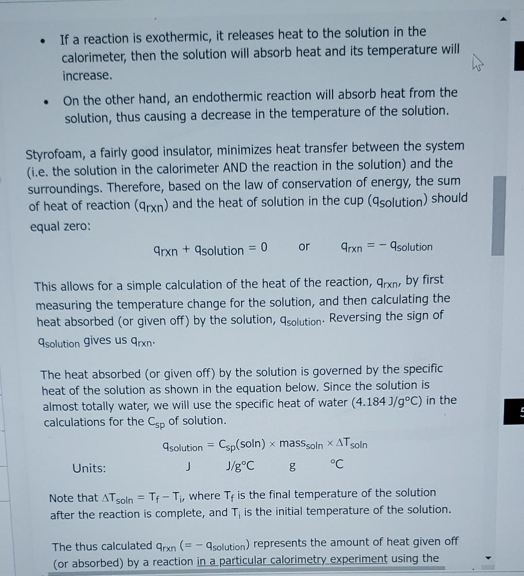 Experiment B: Determining Heat of a Reaction Using a | Chegg.com