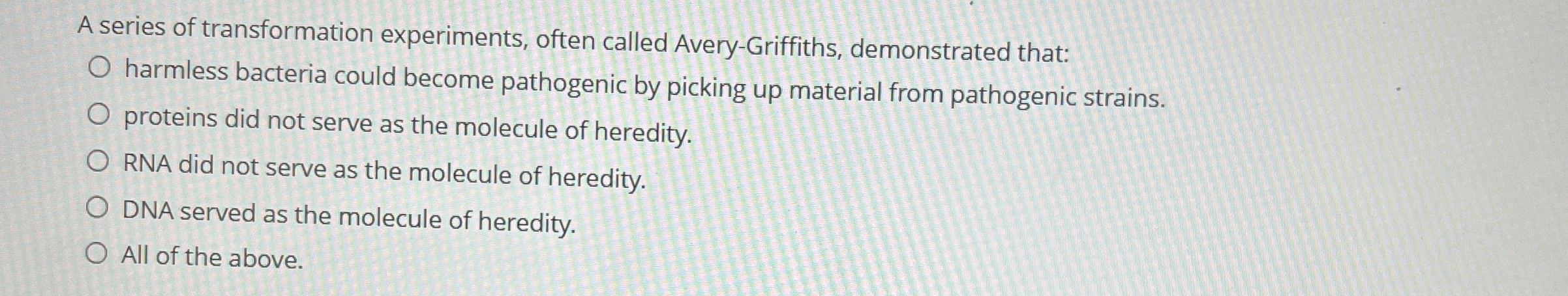 Solved A series of transformation experiments, often called | Chegg.com