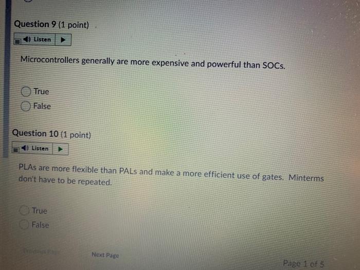 Solved Question 9 (1 point) Listen Microcontrollers | Chegg.com