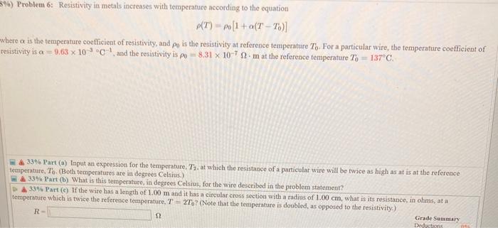 Solved ρ(T)=ρ0[1+α(T−T0)] there α is the temperature | Chegg.com