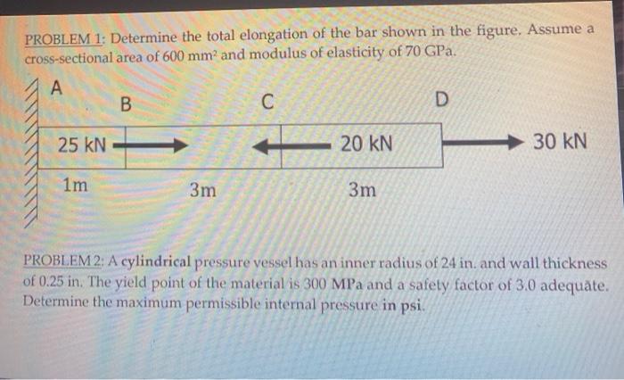 Solved PROBLEM 1: Determine the total elongation of the bar | Chegg.com