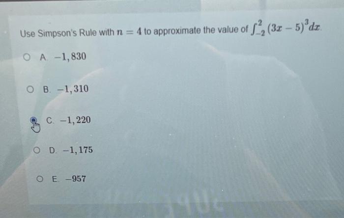 Solved Use Simpson's Rule with n=4 to approximate the value | Chegg.com