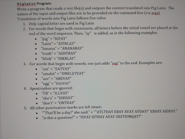 Solved Piglatin Program: Write a program that reads a text | Chegg.com