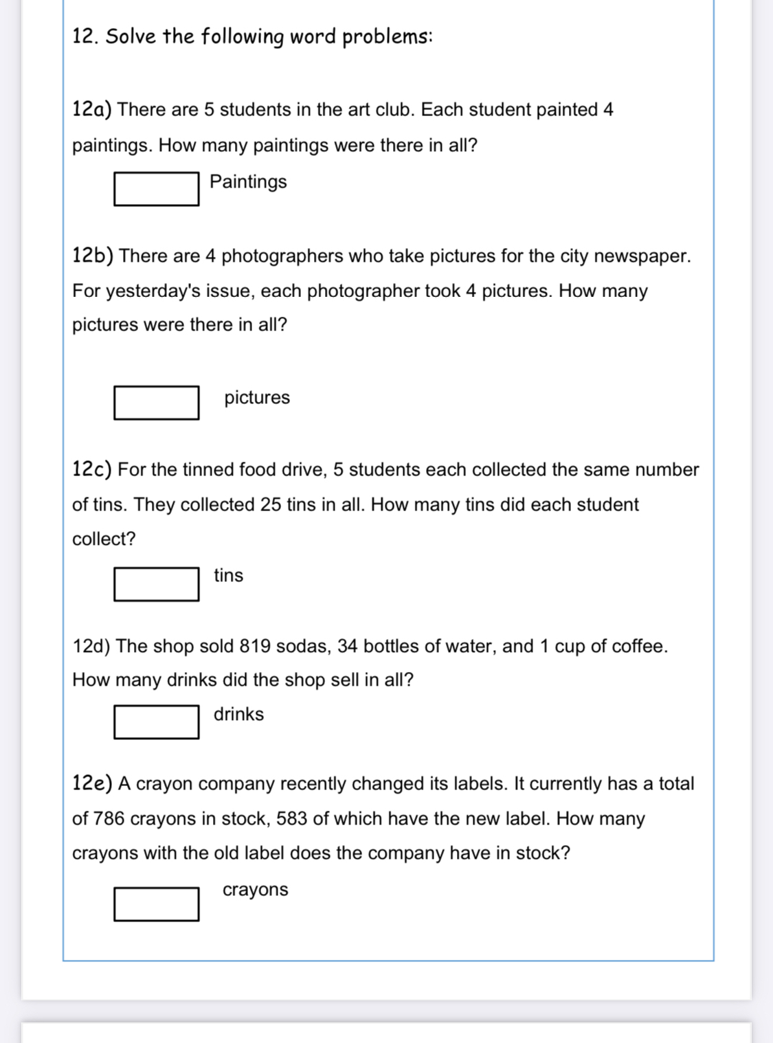 Solved Solve the following word problems:12a) ﻿There are 5 | Chegg.com