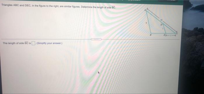 Solved Triangles ABC and DEC, in the figure to the right are | Chegg.com